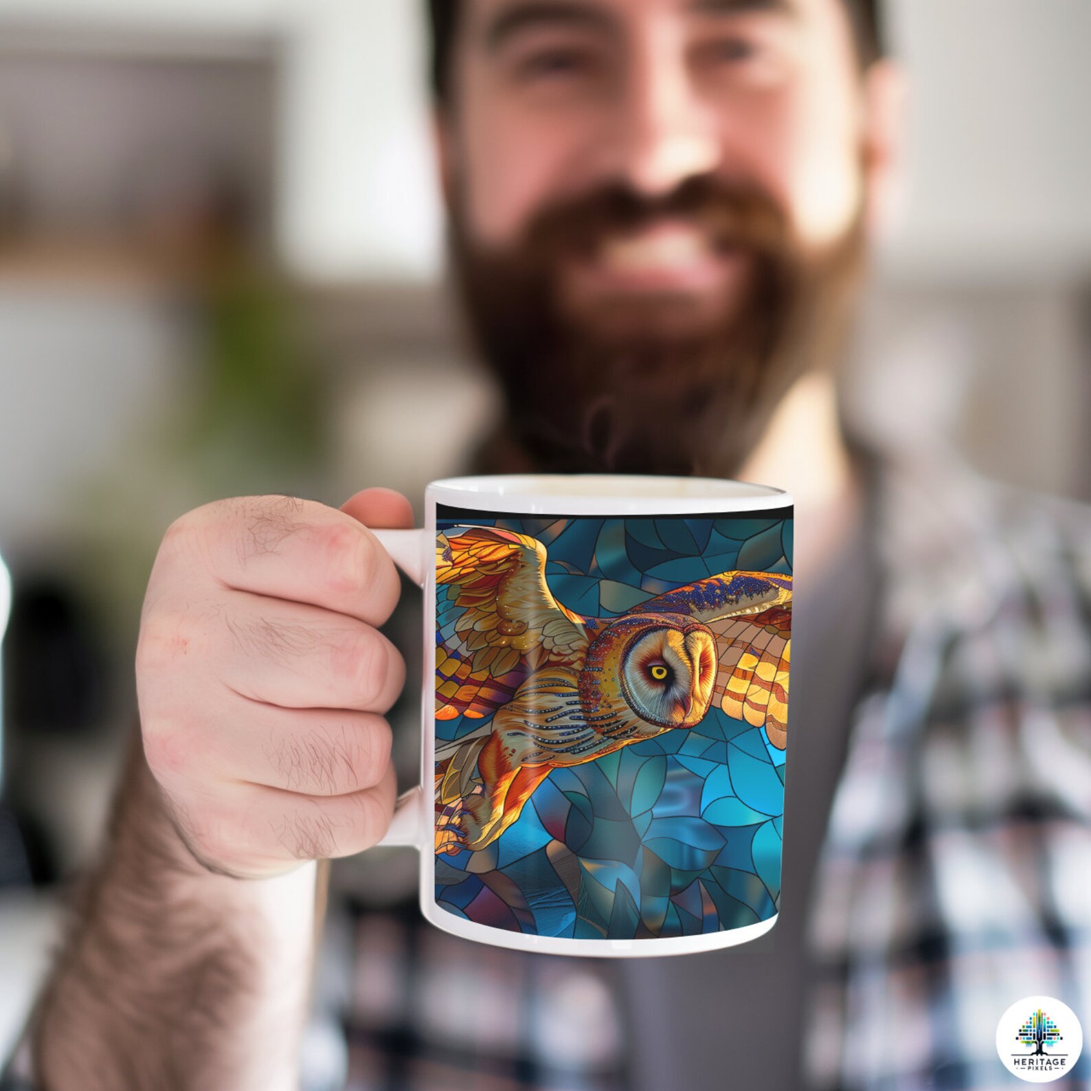 Stained Glass Owl Mug, Charming Gift Mugs, Perfect for Owls, Coffee, or ...