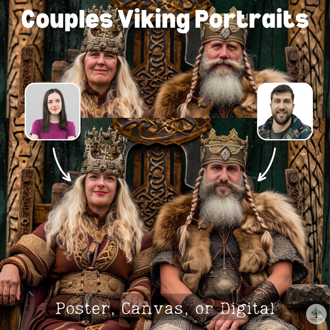 Your Faces, Epic Viking Couple Portrait: Personalized, Vikes Cosplay ...