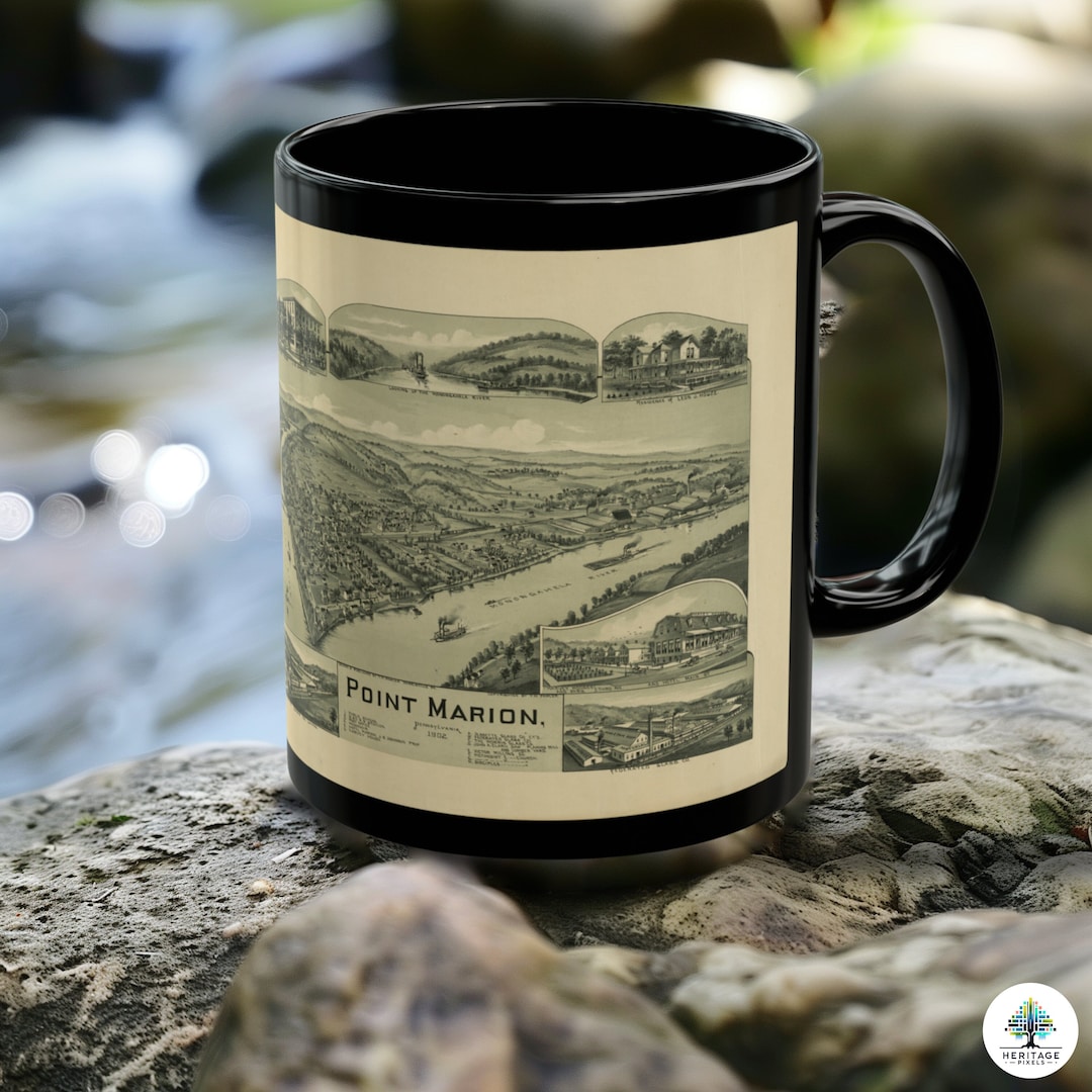 Point Marion Map Mug, Vintage Pennsylvania Maps Coffee Cup, Everyday ...