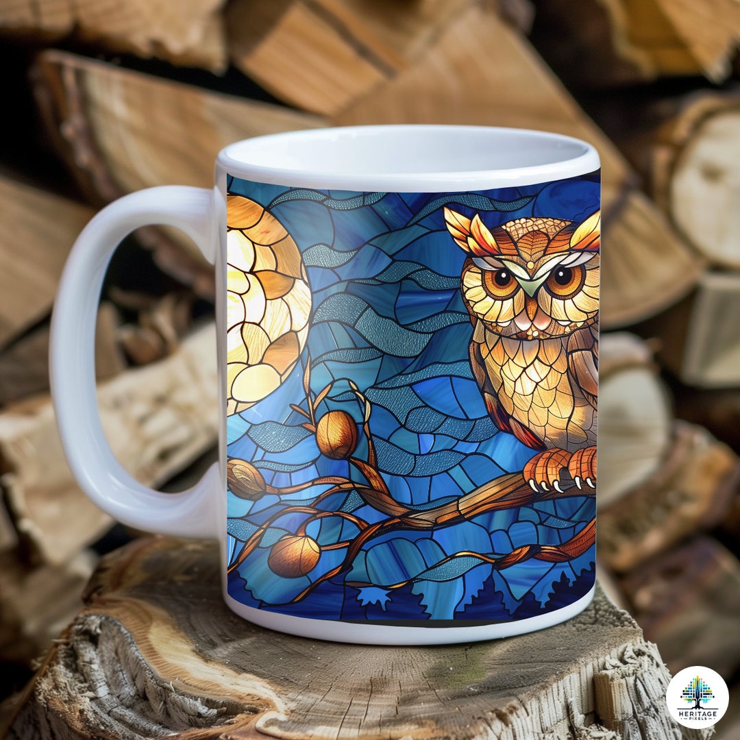 Stained Glass Owl Mug, Charming Gift Mugs, Perfect for Owls, Coffee, or ...