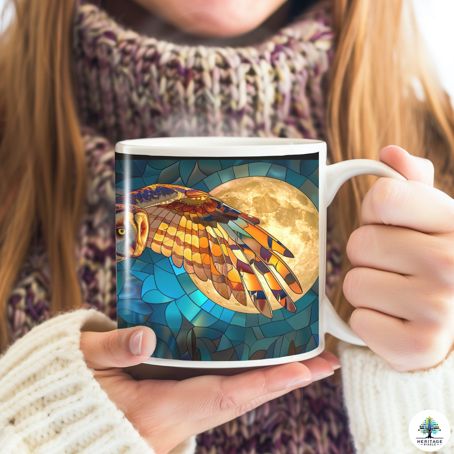 Stained Glass Owl Mug, Charming Gift Mugs, Perfect for Owls, Coffee, or ...