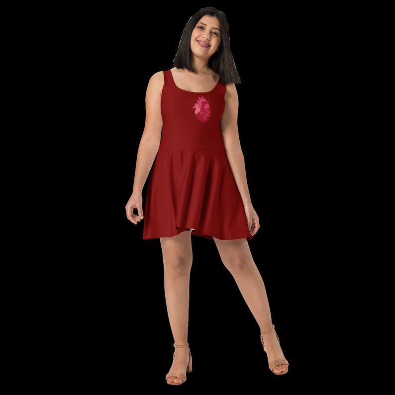 Elegant Skater Dress. Spice Red Color With an Original Heart Design - Etsy