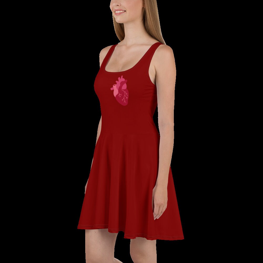 Elegant Skater Dress. Spice Red Color With an Original Heart Design - Etsy