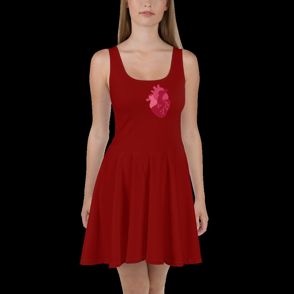 Elegant Skater Dress. Spice Red Color With an Original Heart Design - Etsy