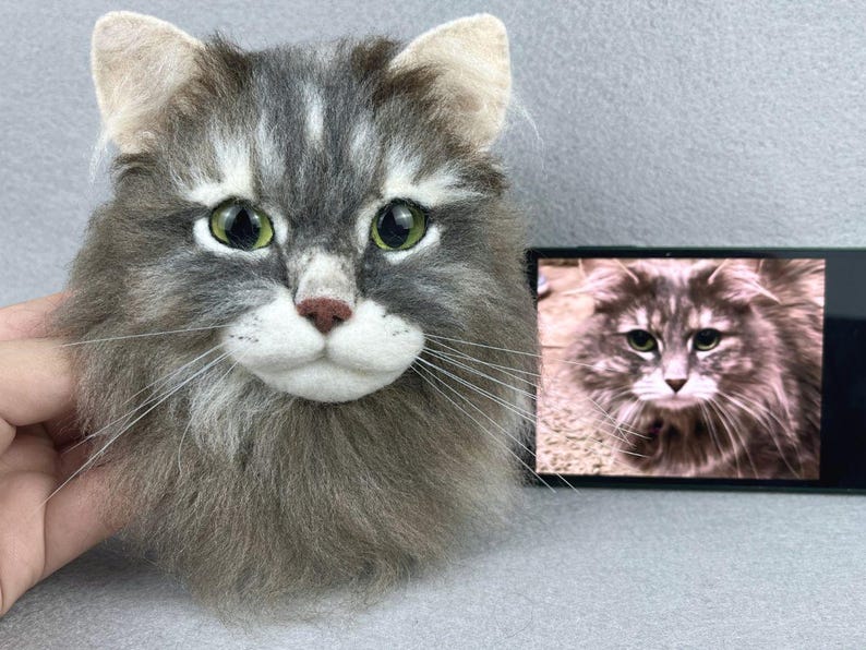 Custom Wool Felt Kitten Plush Toy | Custom Wool Felt Cat Portrait ...