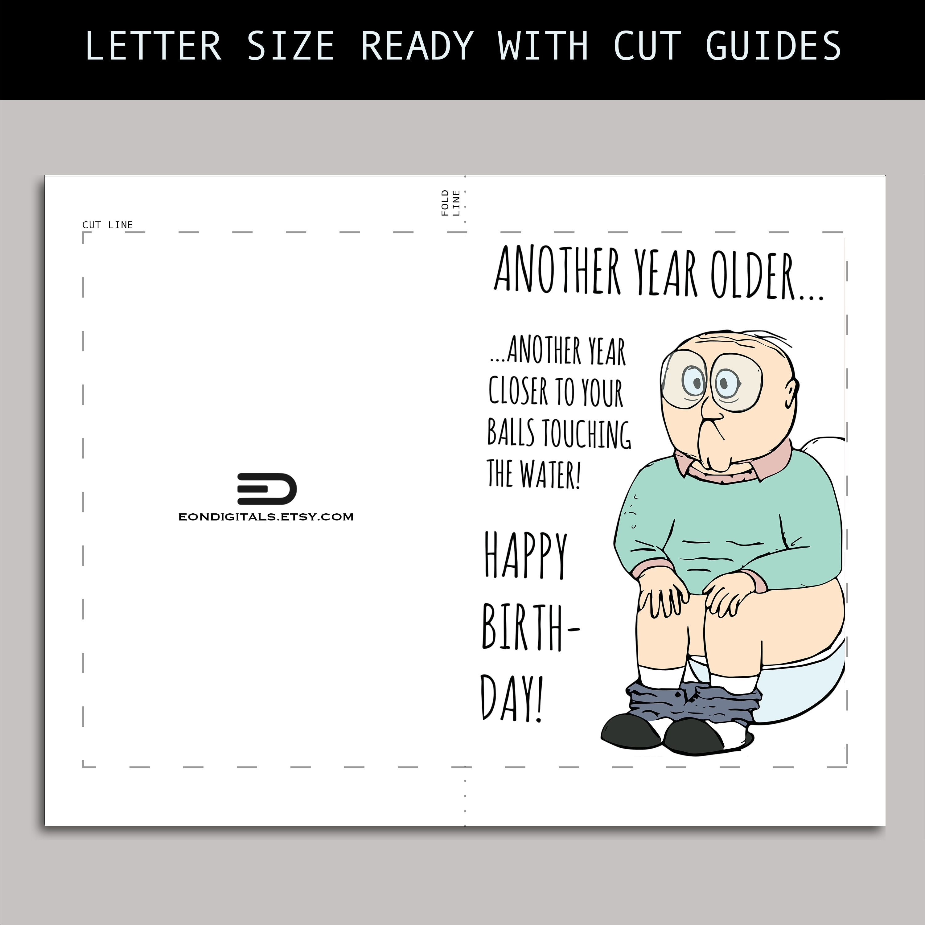 Old Man Birthday Card Funny Birthday Cards, Digital Card, for Her, for ...