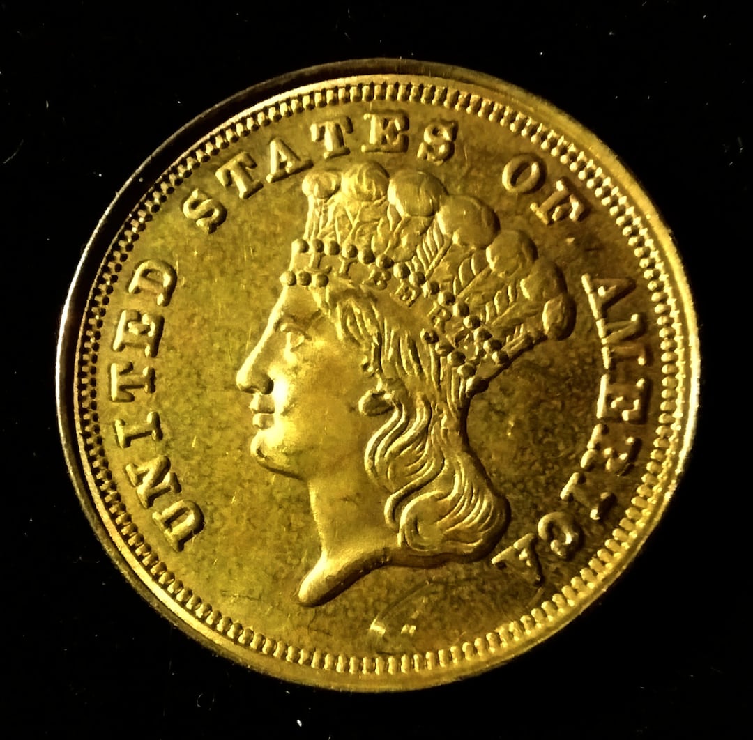 Grandpa's 1854 Gold Coin Princess Crown 3 Dollar Coin - Etsy