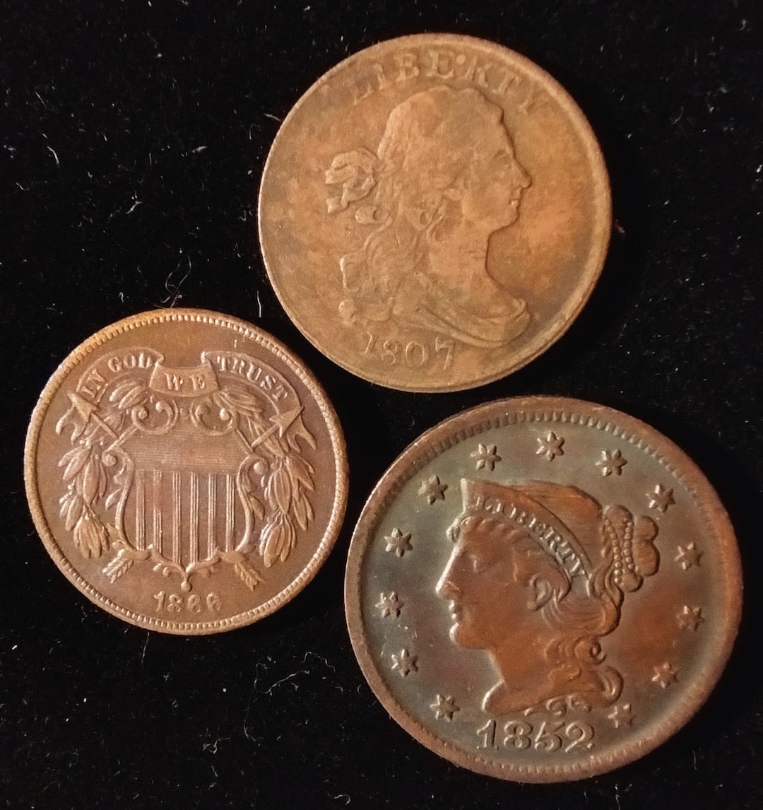 Grandpa's Old US Coin Collection 3 Coin Lot Draped Bust Half Cent ...