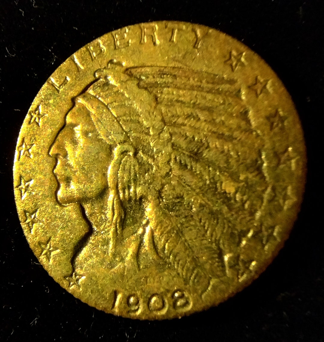 Grandpa's Old 1909 US Gold Coin Indian Head 5 Dollar Quarter Eagle - Etsy