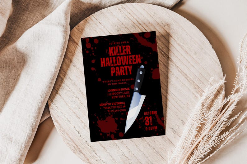 Killer Halloween Party Invitation Template, Slasher Horror Digital ...