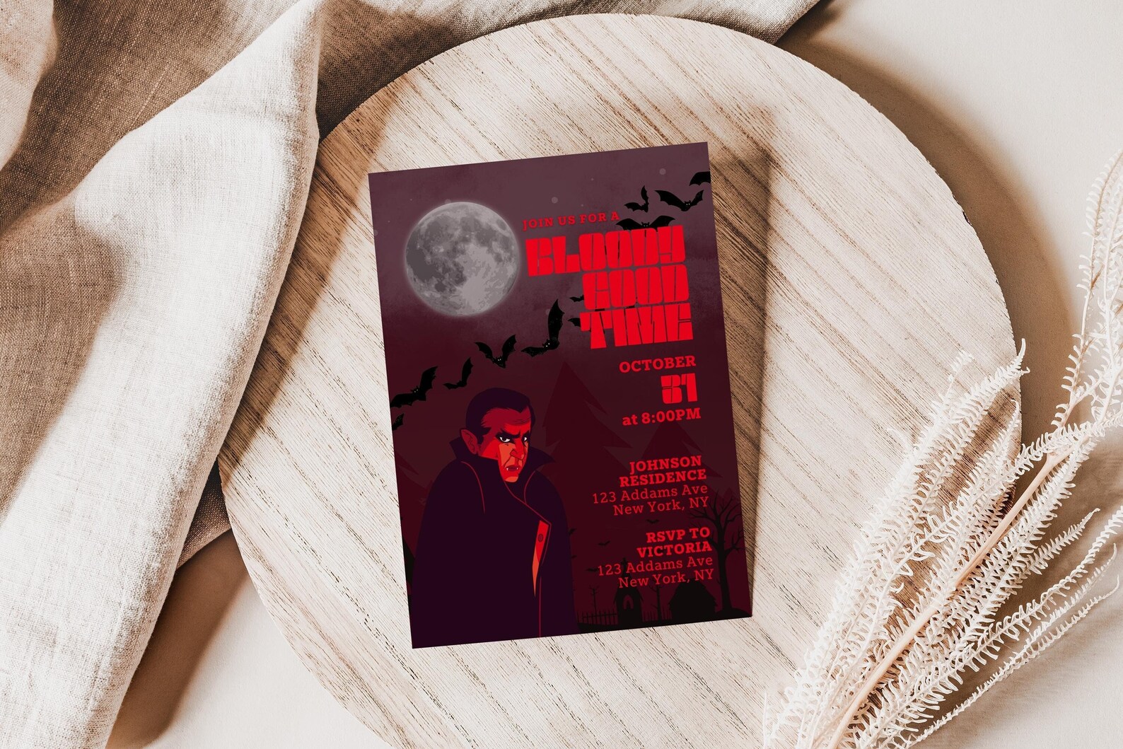 Vampire Halloween Party Invitation Template, Bloody Good Time Digital ...