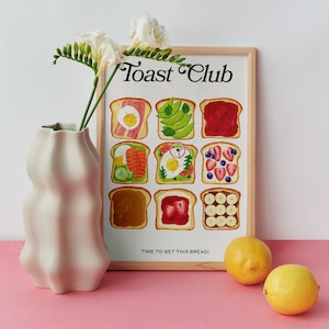 The Toast Club: Brunch Toast Breakfast Poster | Retro Fun Kitchen Food ...
