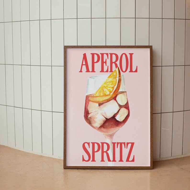 Aperol Spritz: Retro Classic Cocktail 01 | Retro Colorful Mid Century ...