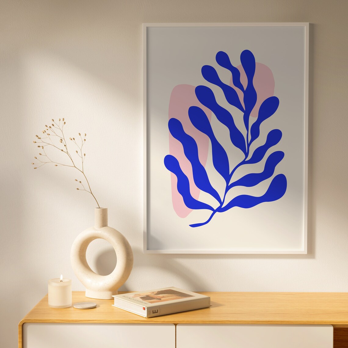 Blue Matisse Ferns I | Retro Matisse Paper Cutouts Colorful Flower Mid ...
