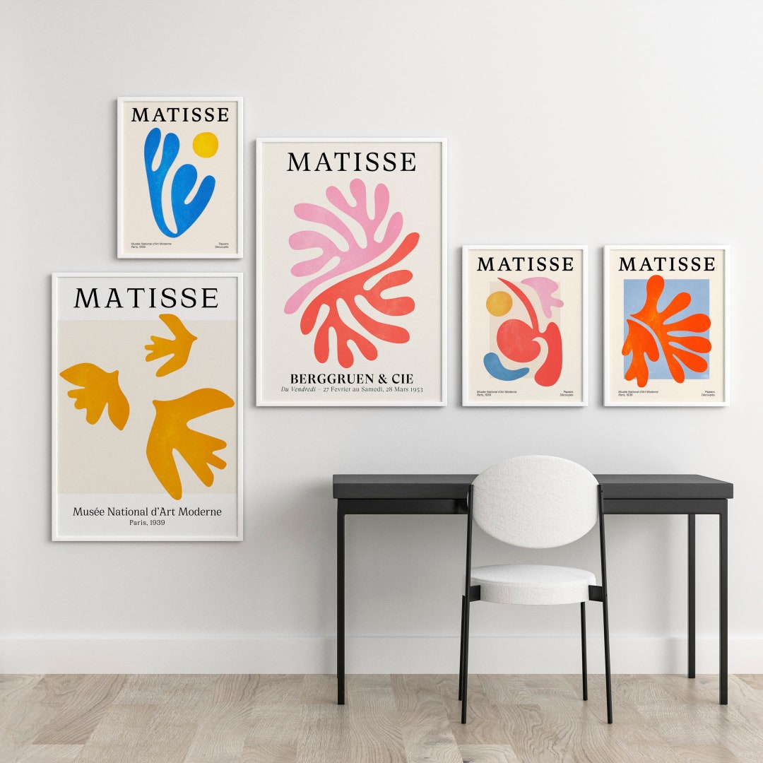 Henri Matisse Wall Art 02 (set of 5) | Retro Matisse Paper Cutouts ...