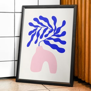 Blue Matisse Ferns II | Retro Matisse Paper Cutouts Colorful Flower Mid ...