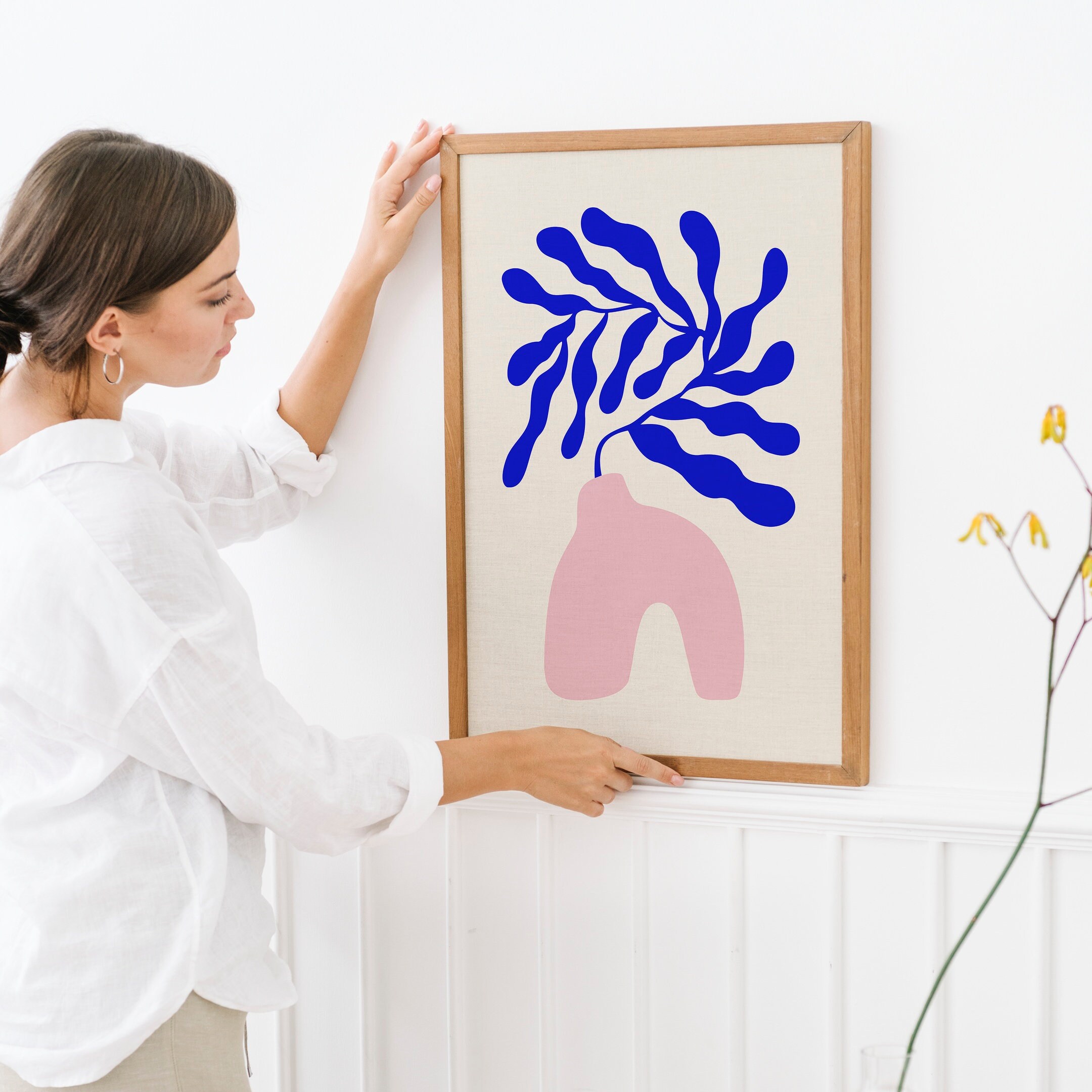 Blue Matisse Ferns II | Retro Matisse Paper Cutouts Colorful Flower Mid ...