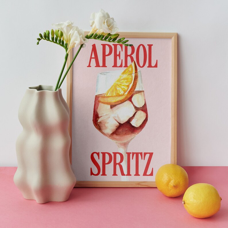 Aperol Spritz: Retro Classic Cocktail 01 | Retro Colorful Mid Century ...