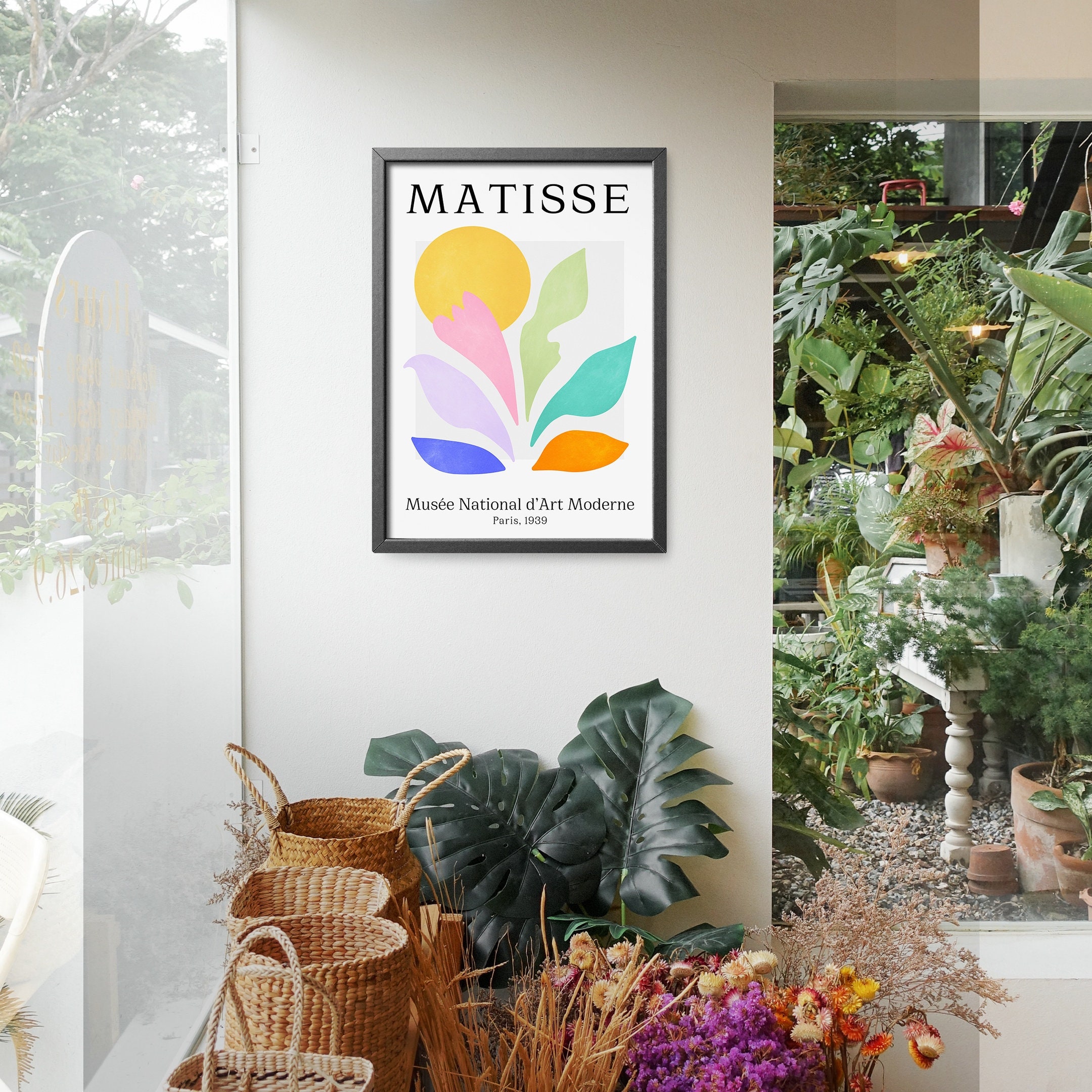 Sun & Leaves: Matisse Pastel Series 04 | Retro Matisse Colorful Mid ...