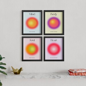 Mind, Body, Soul & Heart: Aura Gradient Wall Art (set of 4) Angel ...