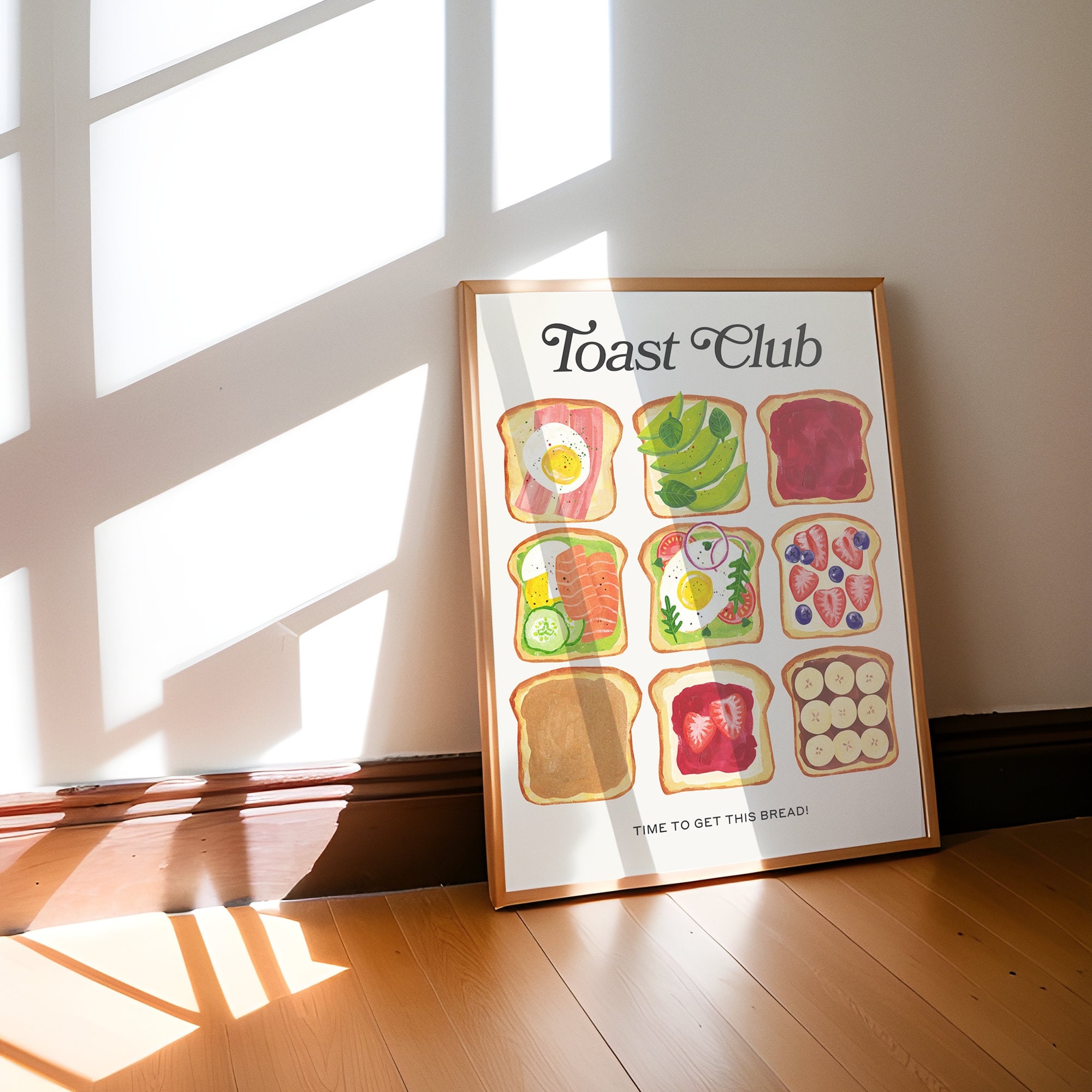 The Toast Club: Brunch Toast Breakfast Poster | Retro Fun Kitchen Food ...