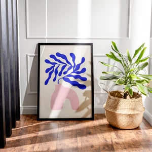 Blue Matisse Ferns II | Retro Matisse Paper Cutouts Colorful Flower Mid ...