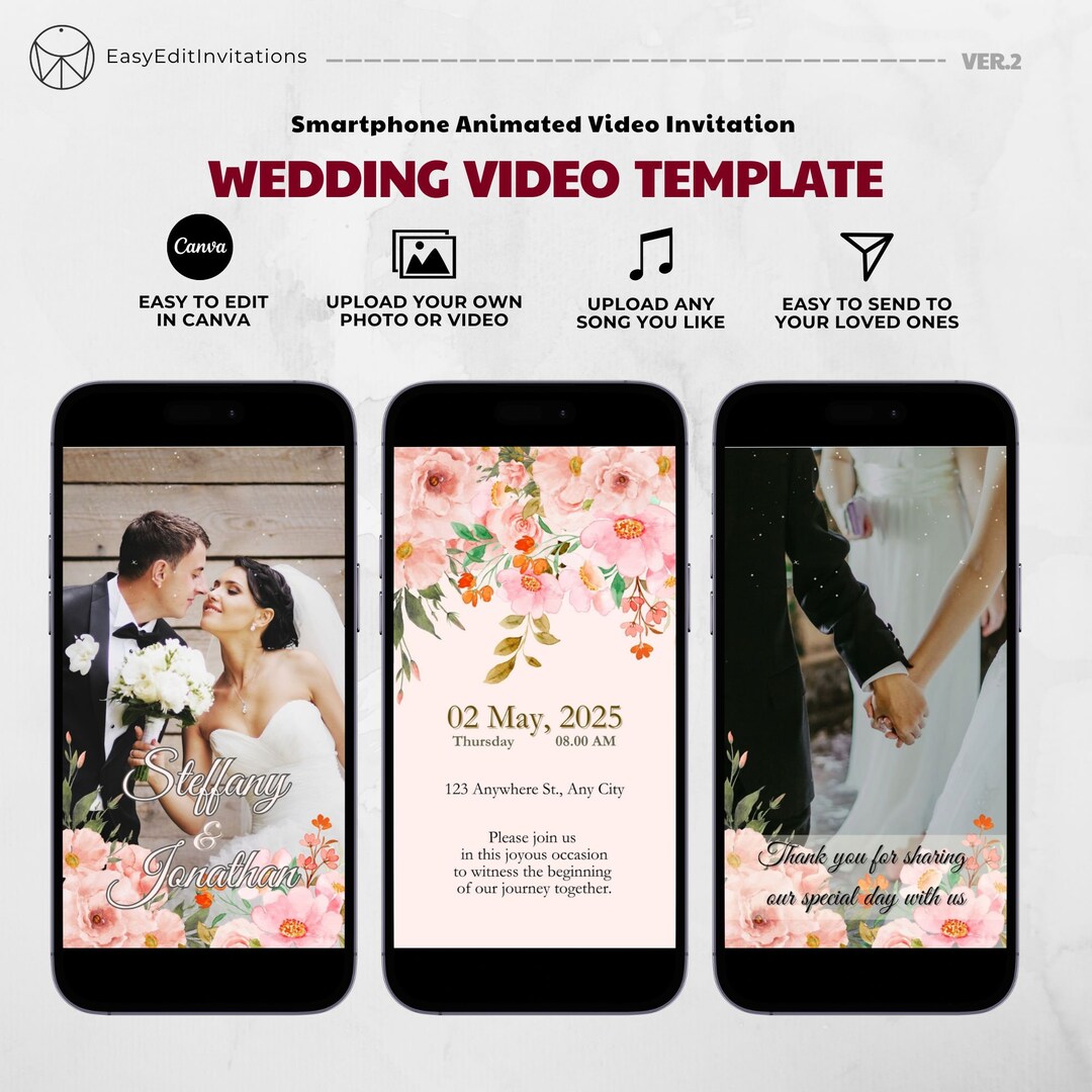 Wedding Video Invitation Template, Wedding Video Announcement Template ...