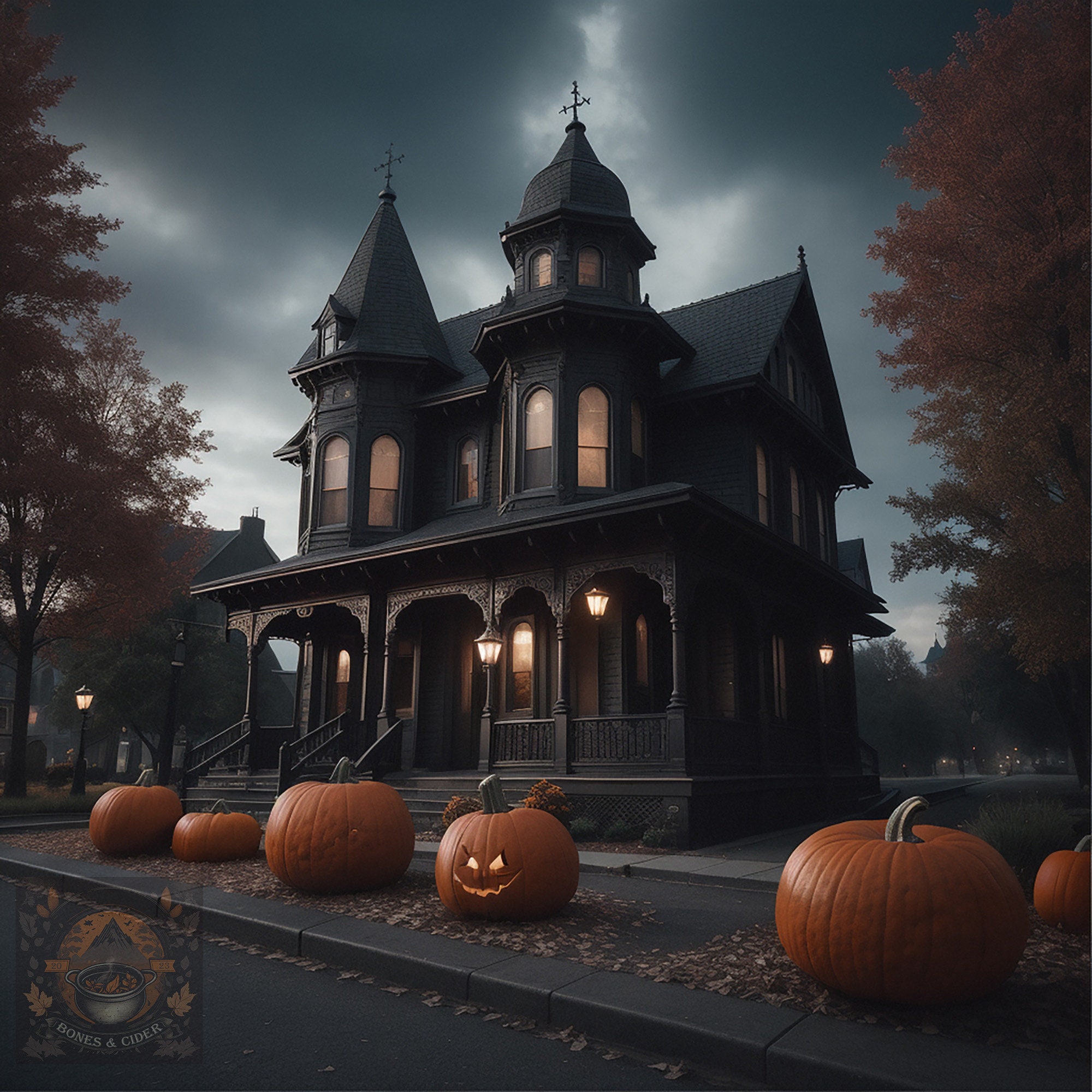 Haunted House Print - Etsy