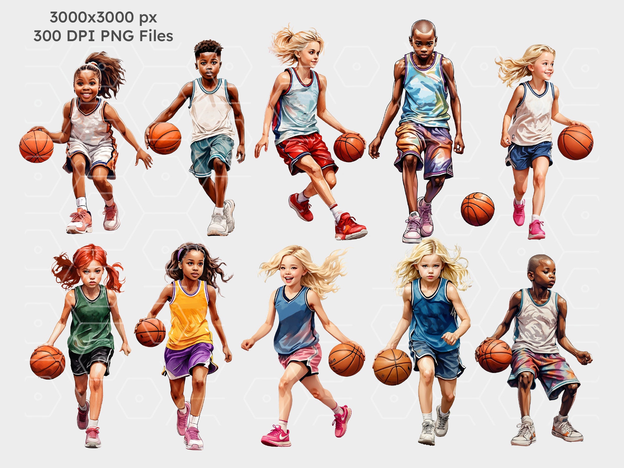 Children Basketball Clipart, Kids Watercolor Clipart, Basketball PNG ...