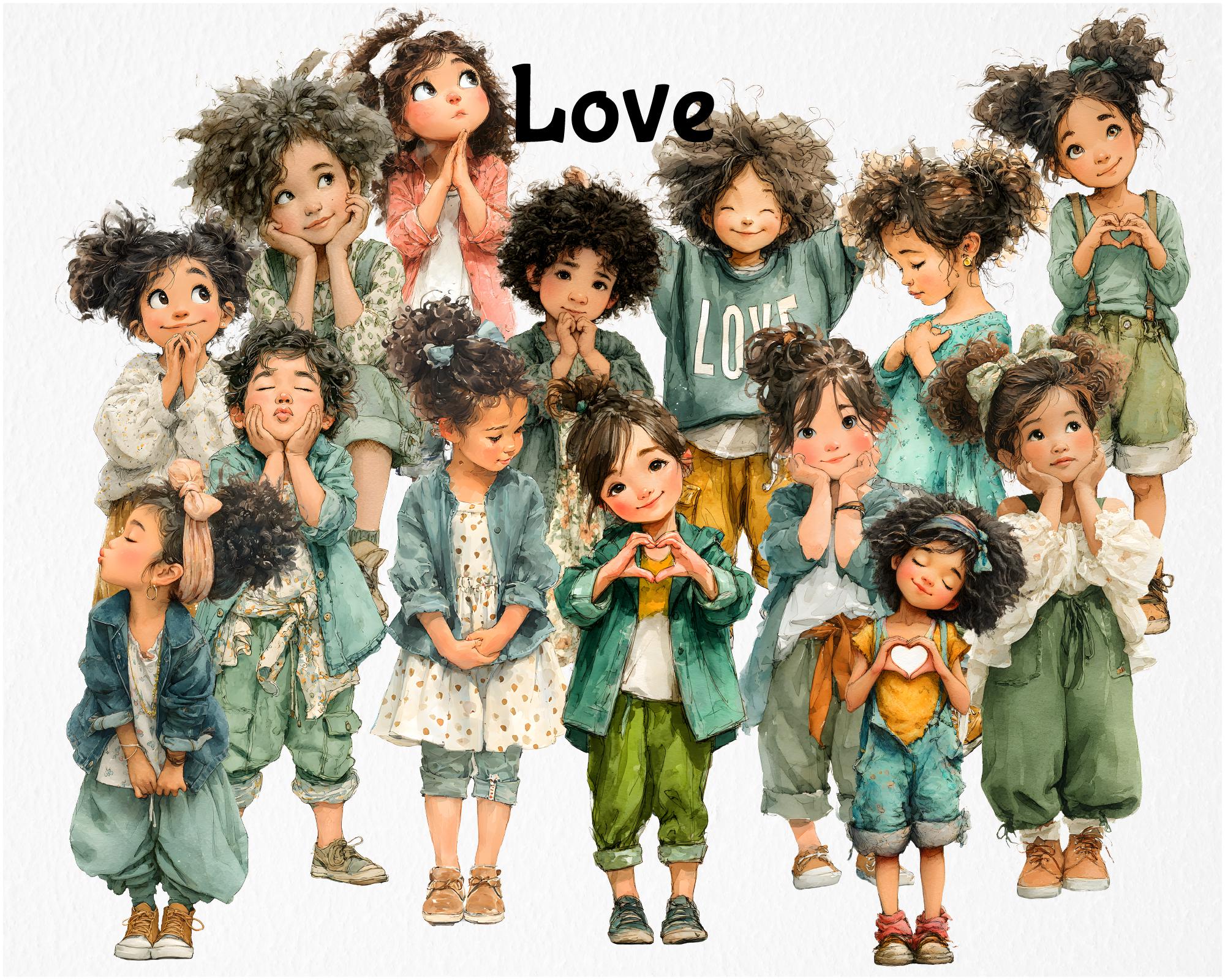 Watercolor Kids Emotions Clipart Bundle – 120 High-resolution Pngs ...