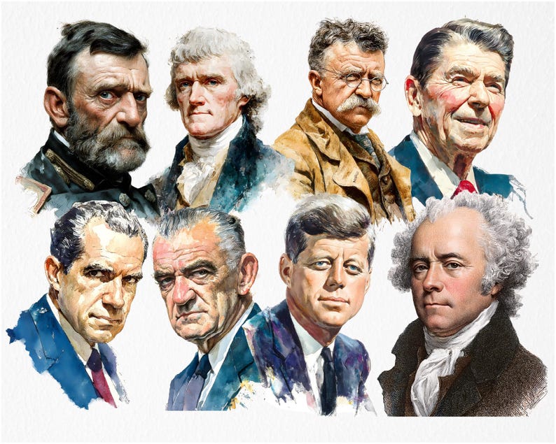 25 U.S. Presidents Clipart – Realistic Ai-generated PNG Portraits ...