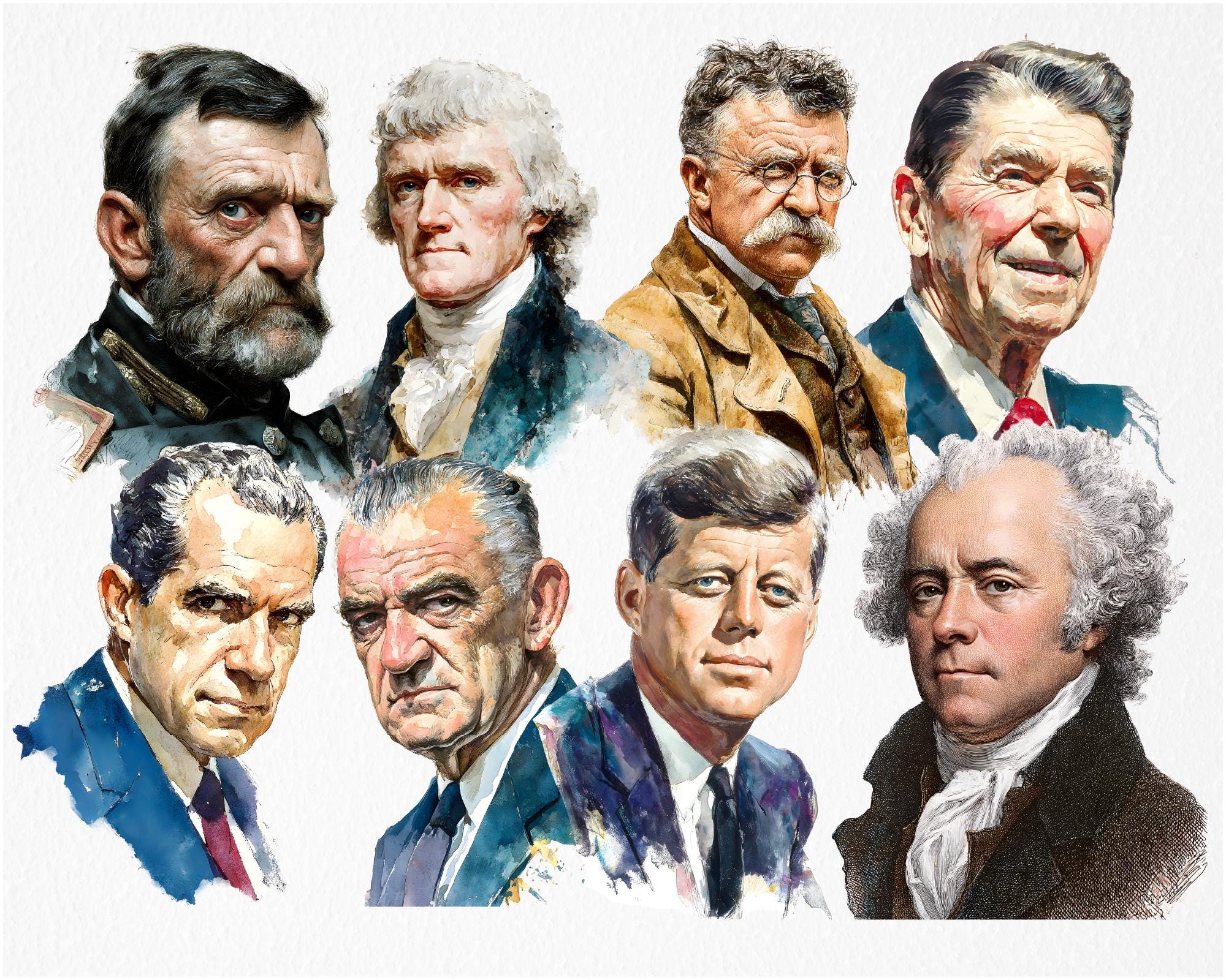 25 U.S. Presidents Clipart – Realistic Ai-generated PNG Portraits ...