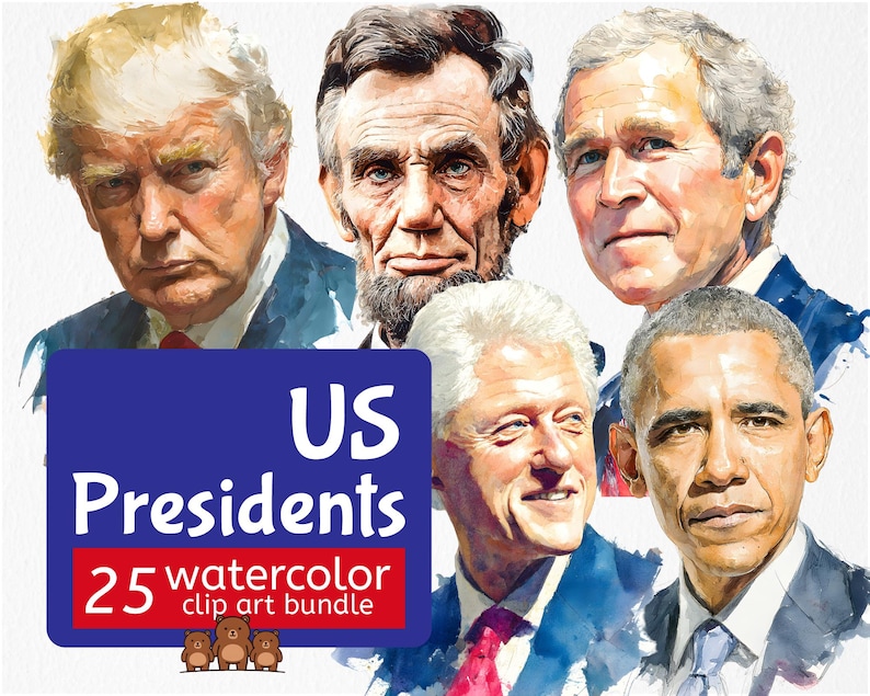 25 U.S. Presidents Clipart – Realistic Ai-generated PNG Portraits ...