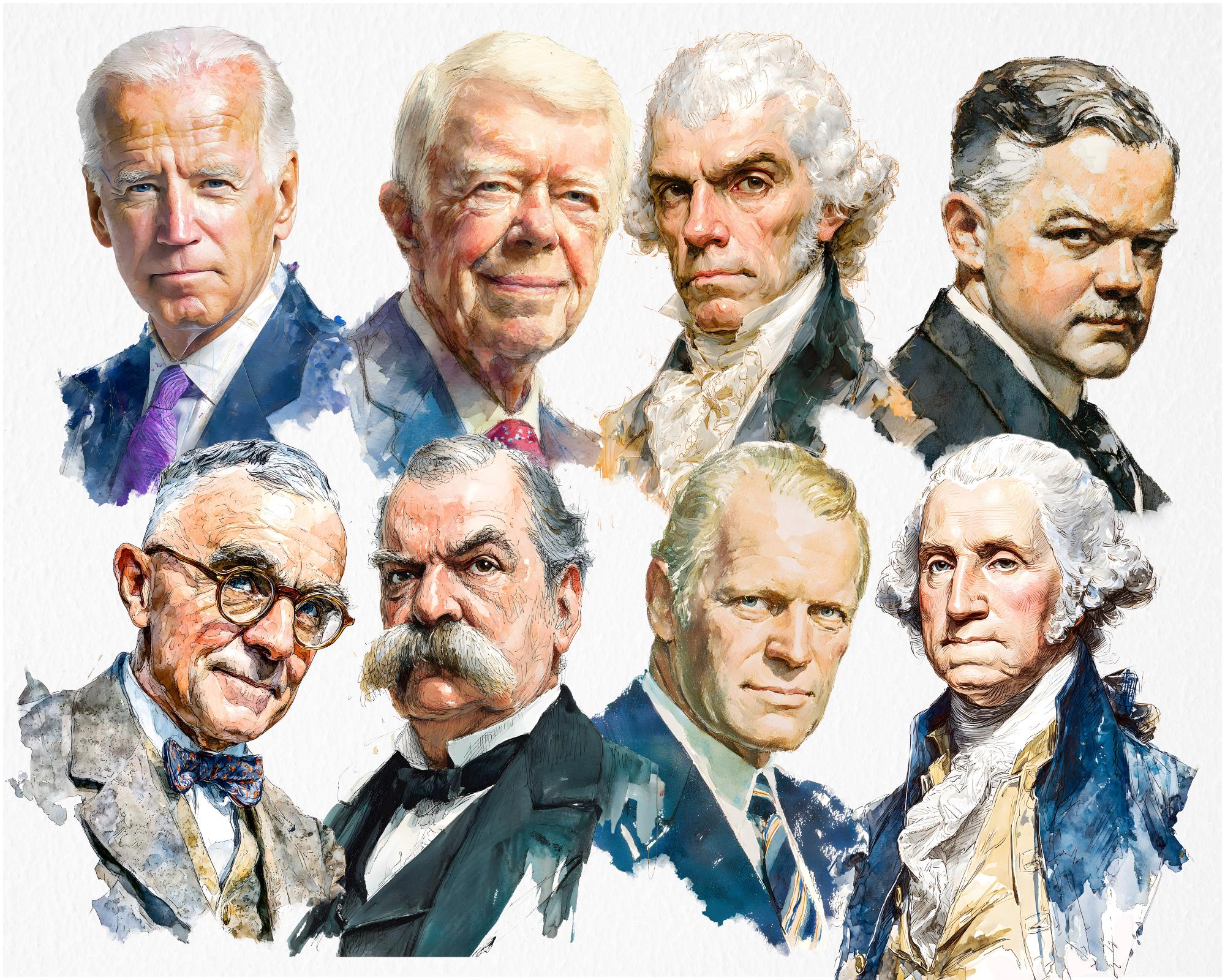 25 U.S. Presidents Clipart – Realistic Ai-generated PNG Portraits ...