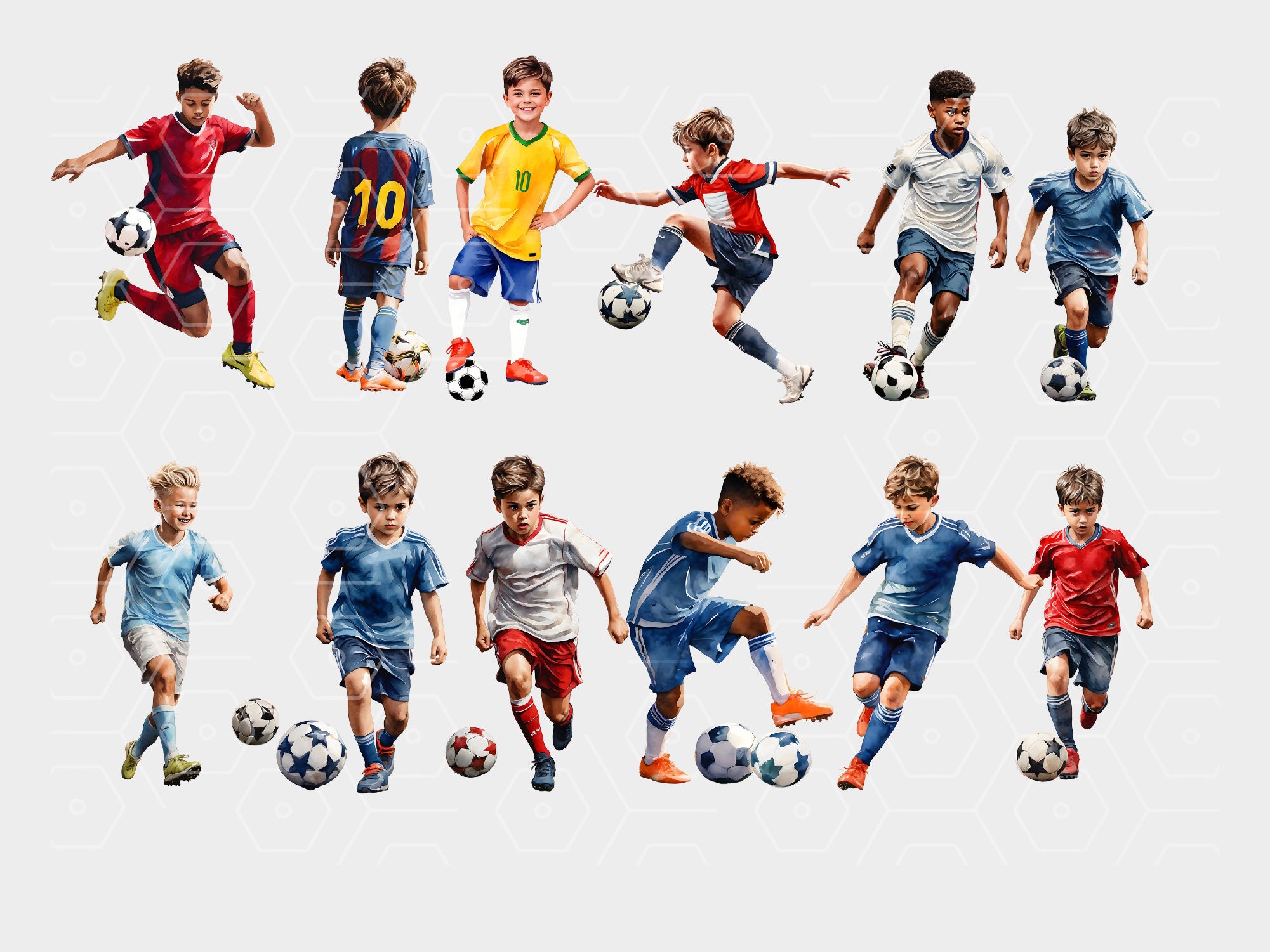 Children Football Clipart Watercolor Football Clipart - Etsy
