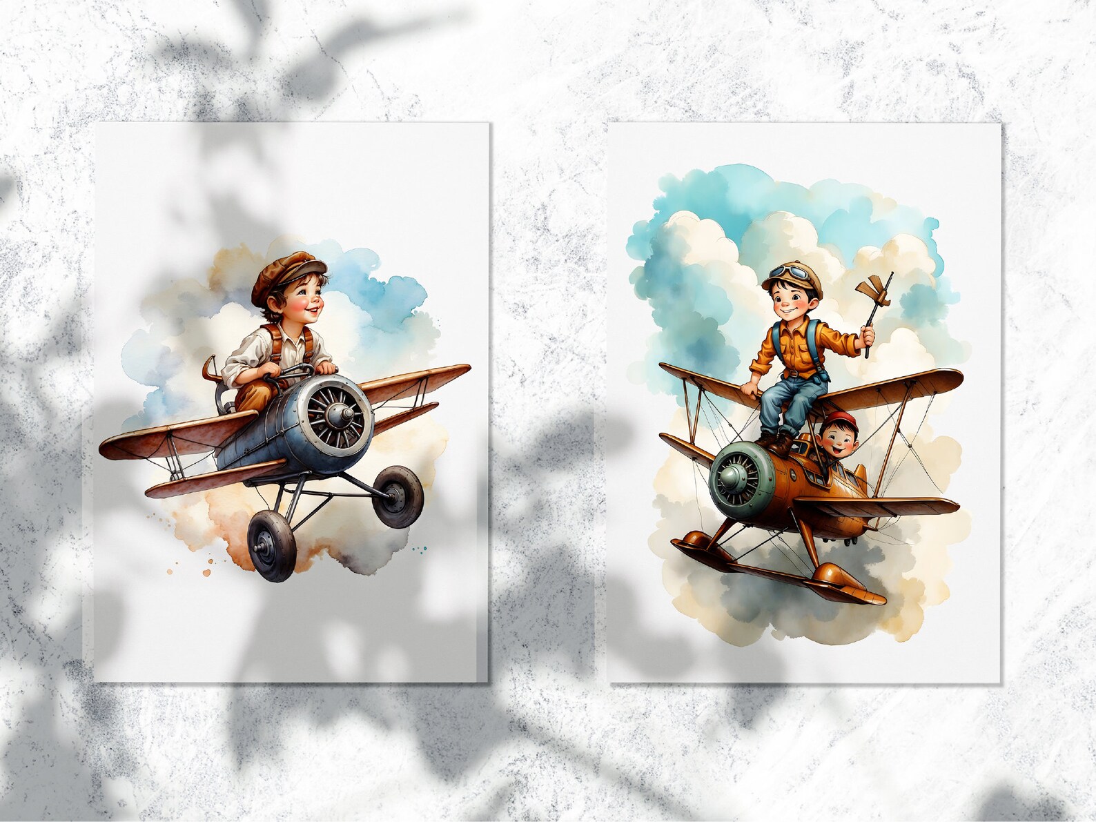 Aviator Kid, Pilot Kid With Plane Clipart, Watercolor Girl and Boy ...