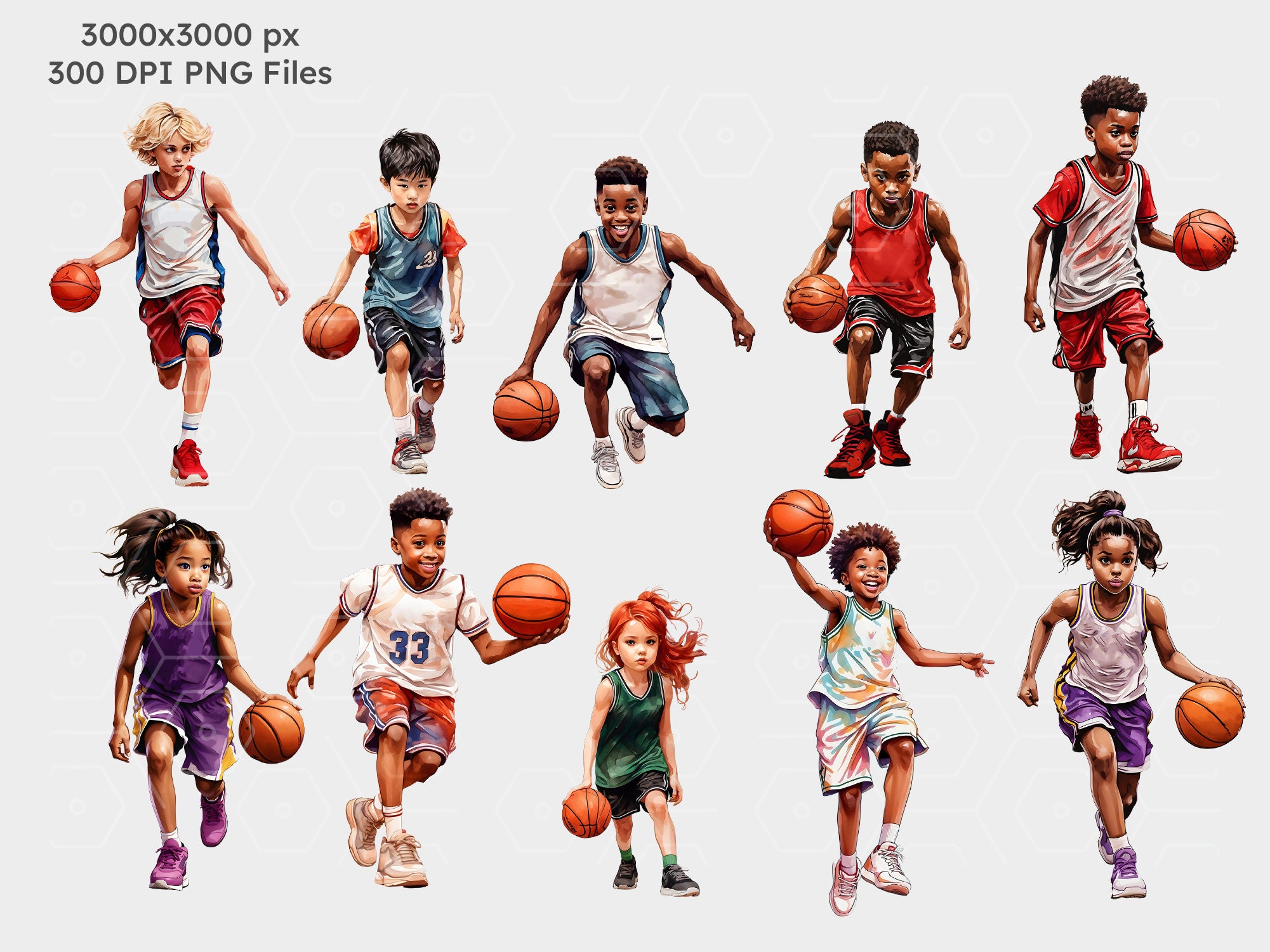 Children Basketball Clipart, Kids Watercolor Clipart, Basketball PNG ...