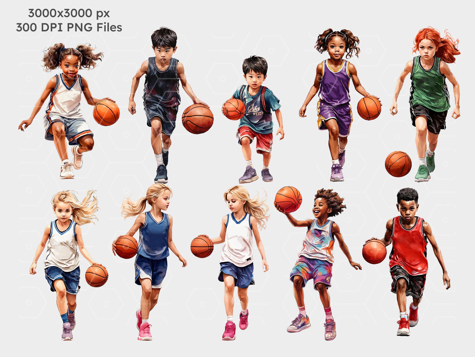 Children Basketball Clipart, Kids Watercolor Clipart, Basketball PNG ...