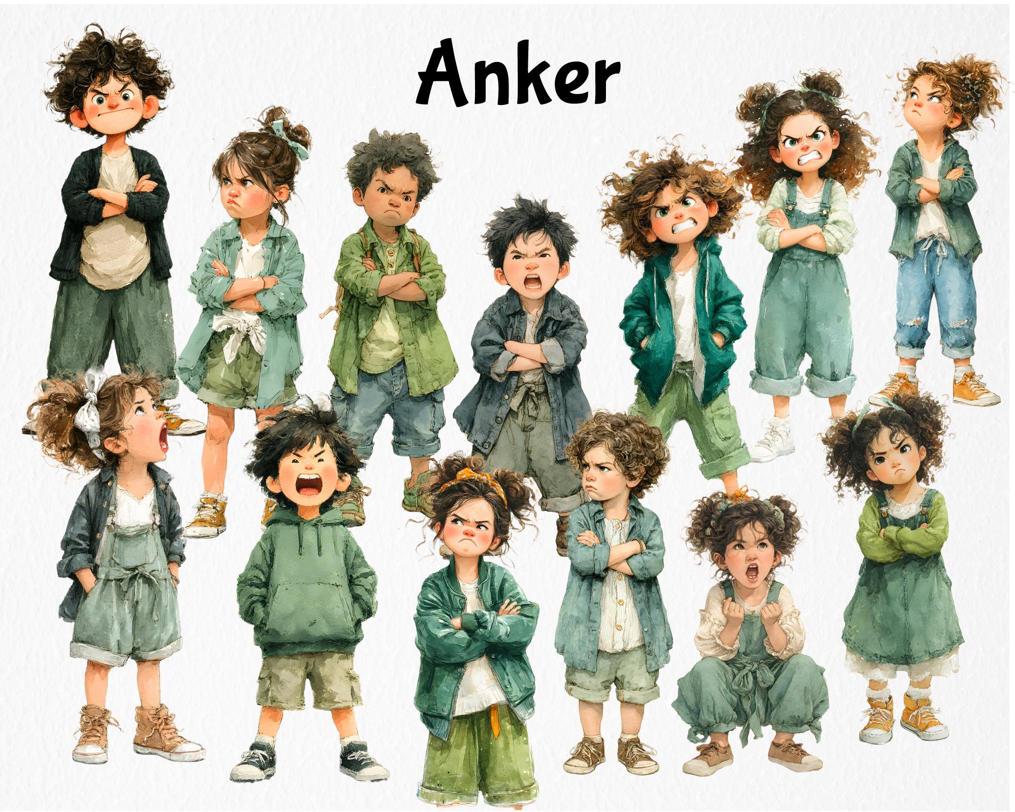 Watercolor Kids Emotions Clipart Bundle – 120 High-resolution Pngs ...