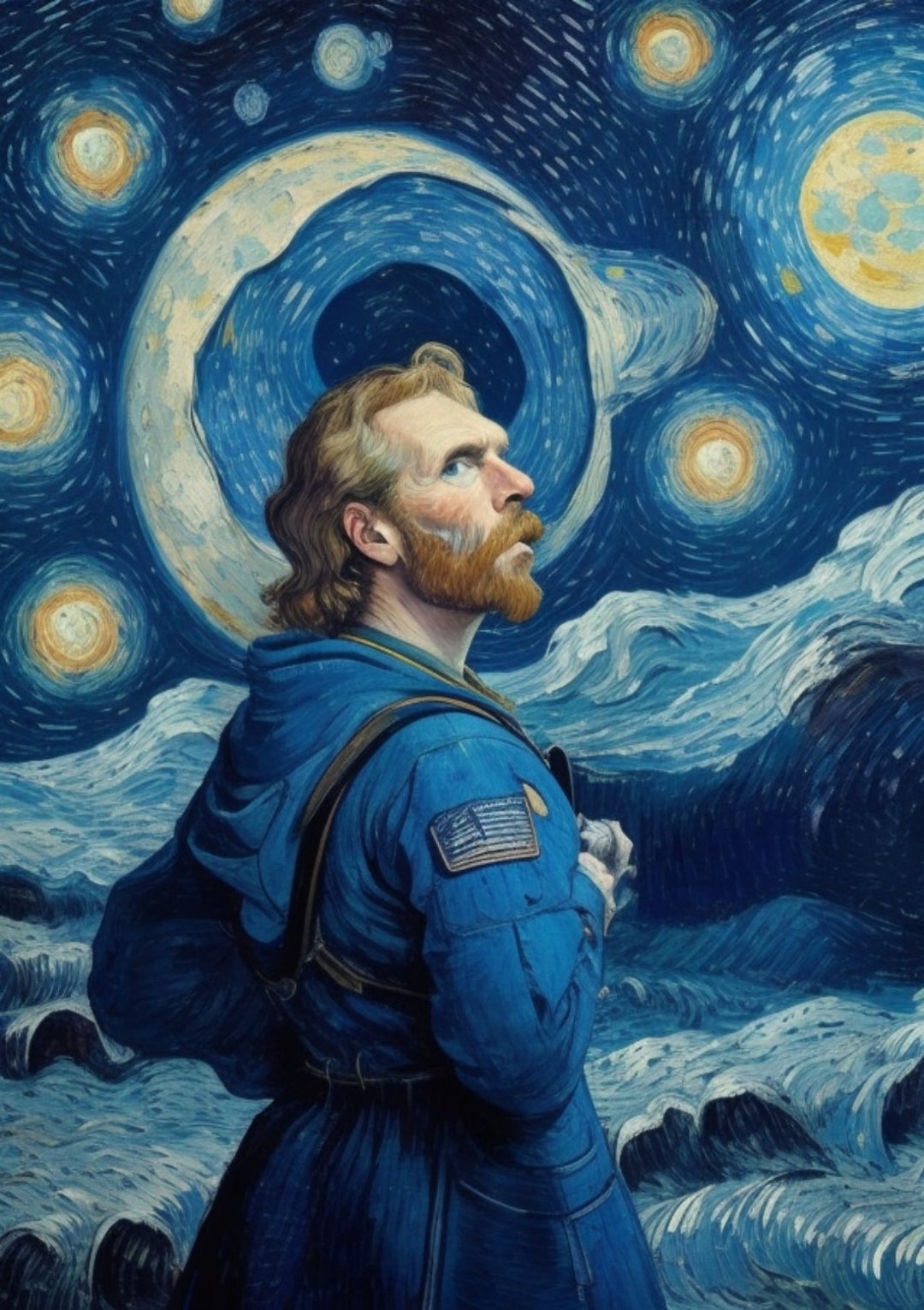 Vincent Van Gogh on the Moon - Etsy