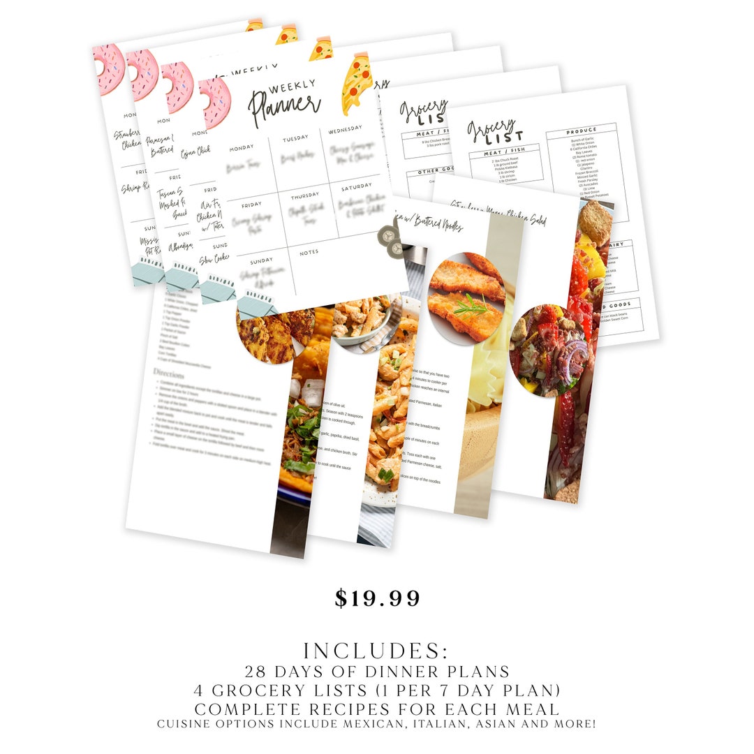 Ultimate 4 Week Dinner Plan Grocery List and Recipes Included Easy ...