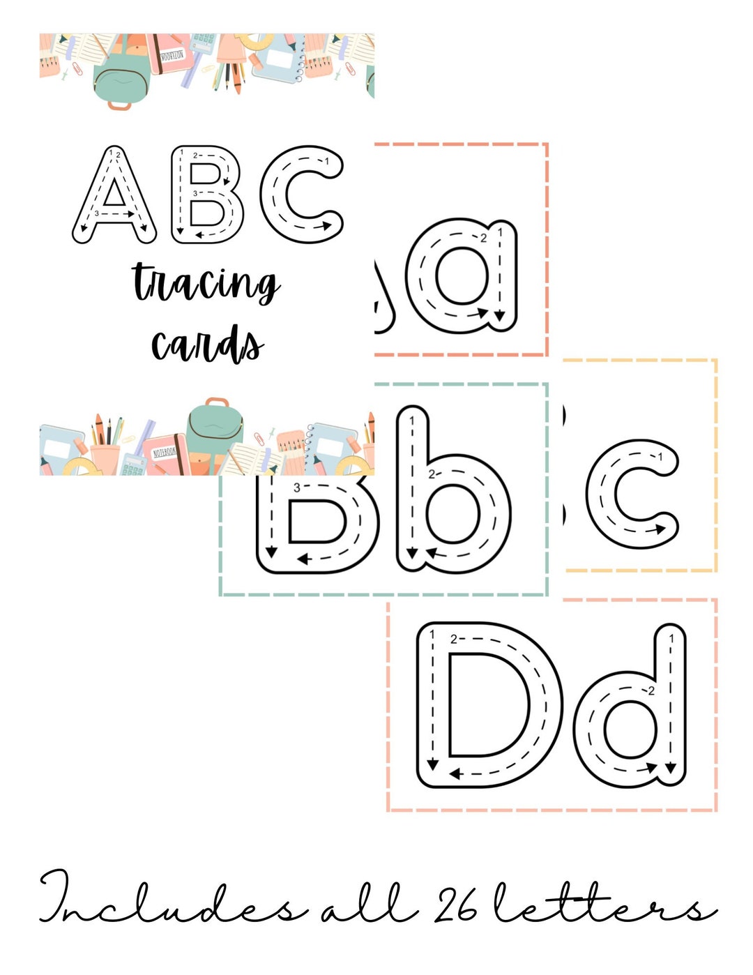Traceable ABC Cards Printable Alphabet Practice Preschool and ...