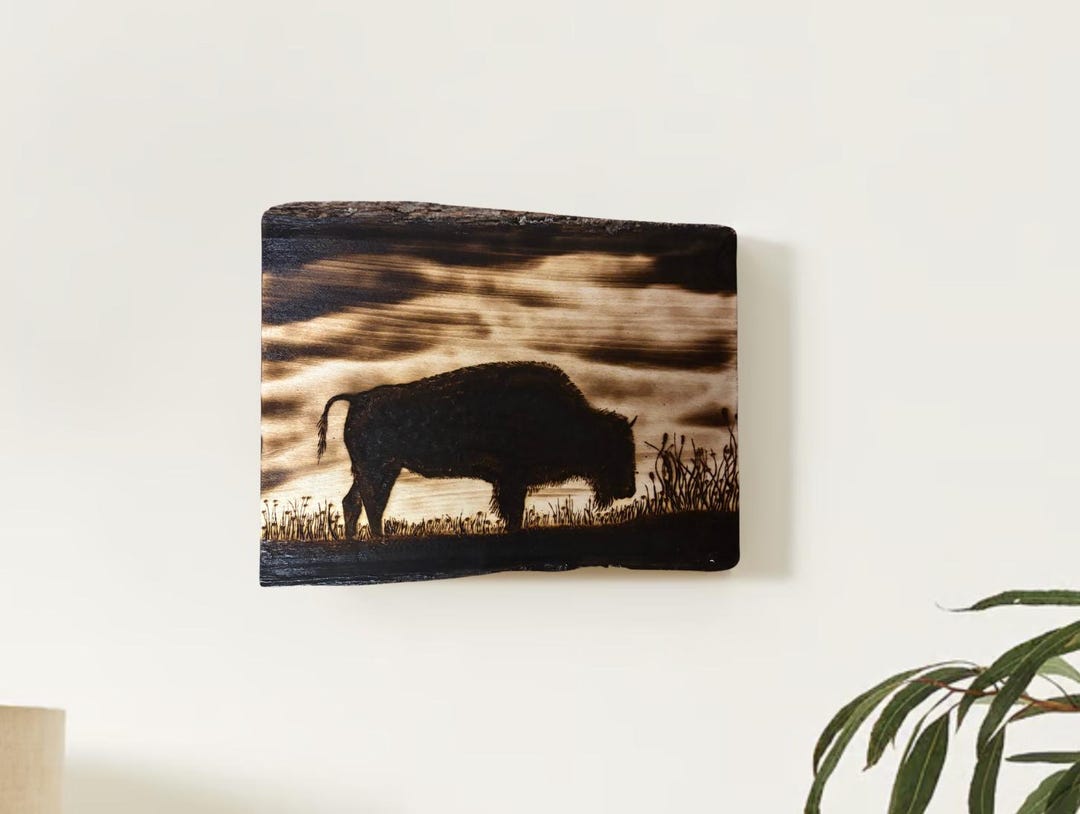 Nature Scene Silhouette of a Buffalo in the Prairie 8 X 11in - Etsy