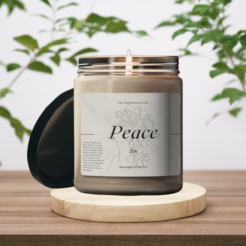PEACE CANDLE Embrace Tranquility and Serenity Vegan Scented Soy Wax ...