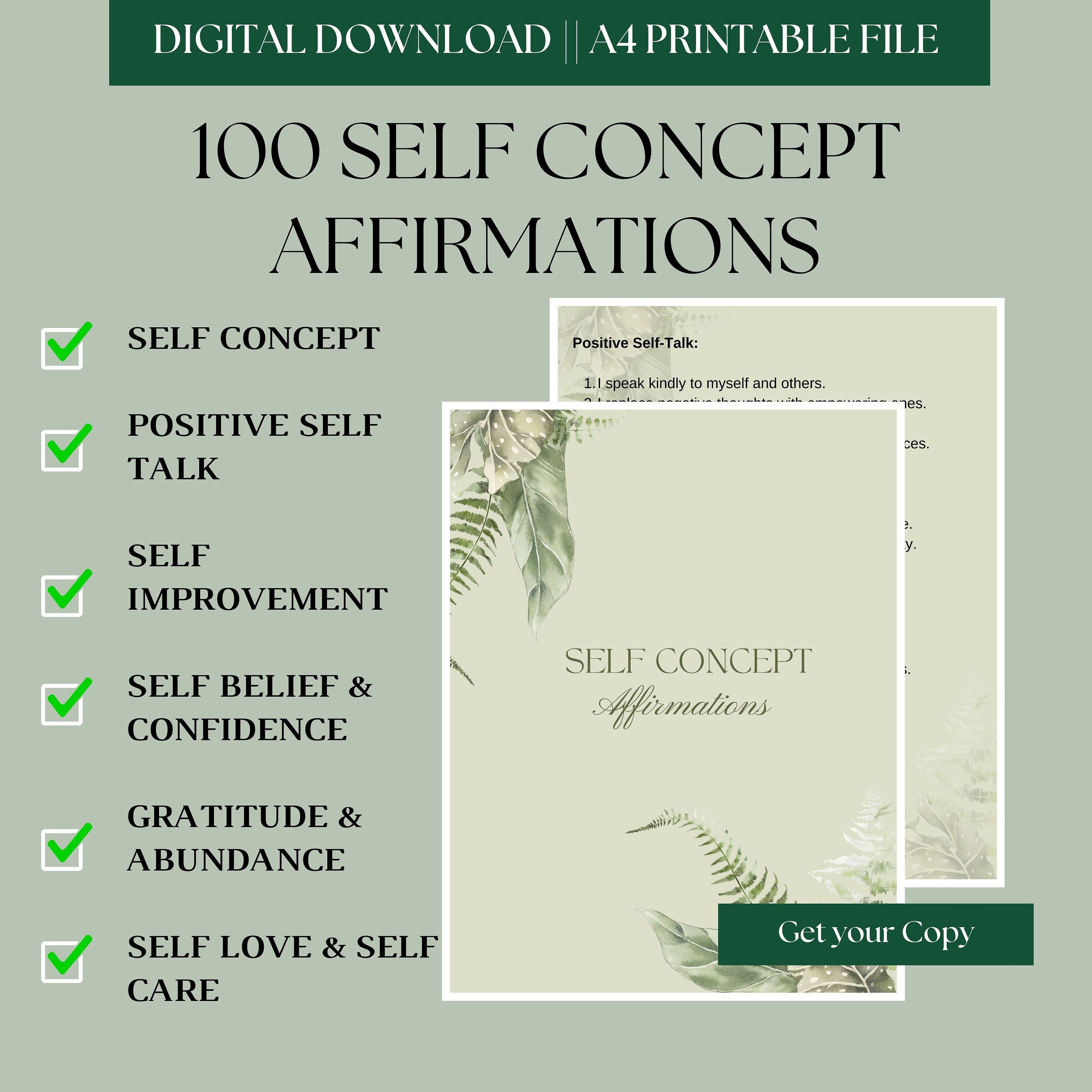 100 Affirmations on Self Concept | Self Concept Meditations | Abundance ...