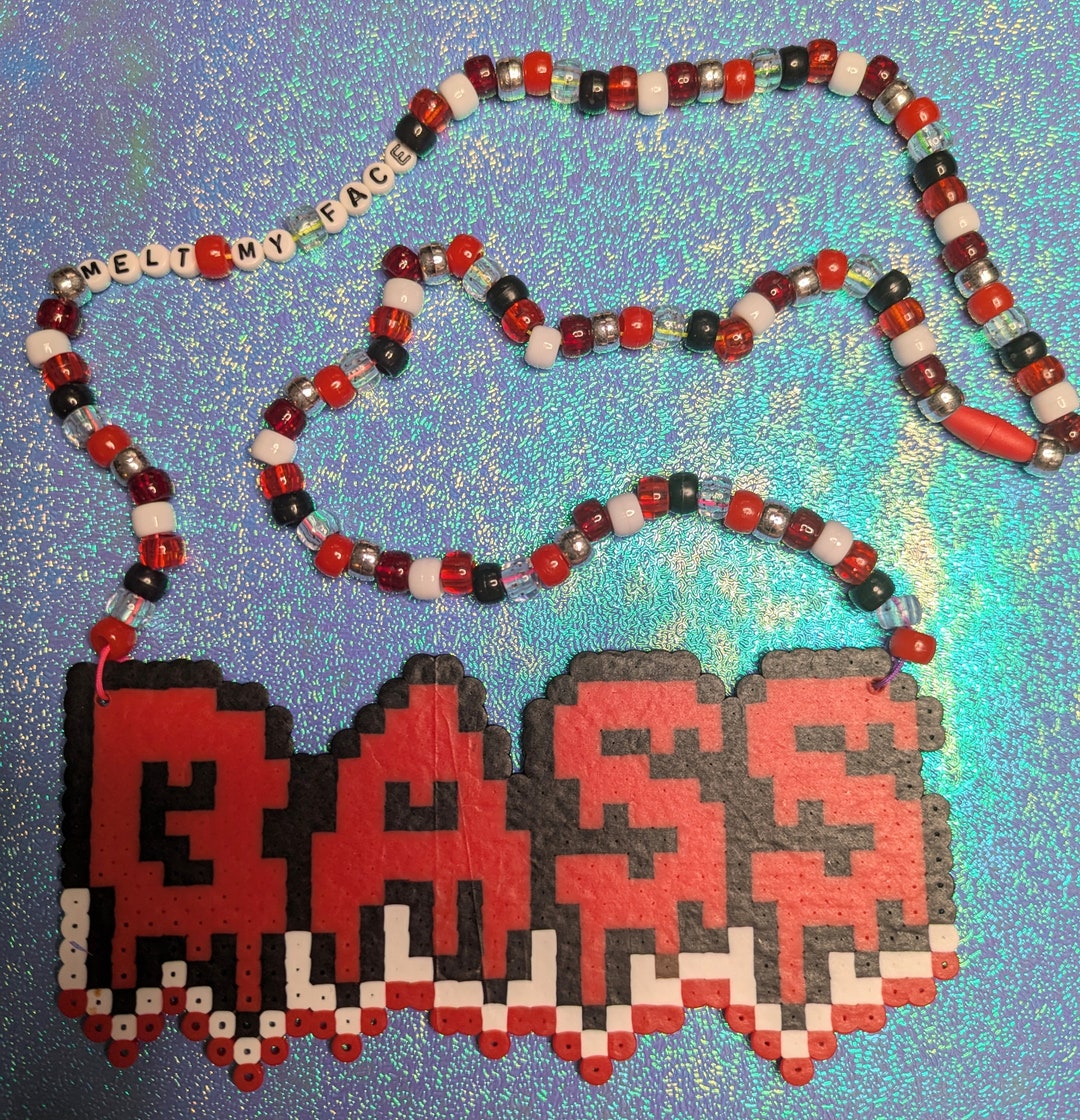 Red & Black Bass Perler Kandi Necklace - Etsy