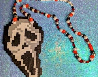 Cute Horror SCREAM Perler Kandi Necklace, Rave Necklace, Perler Art - Etsy