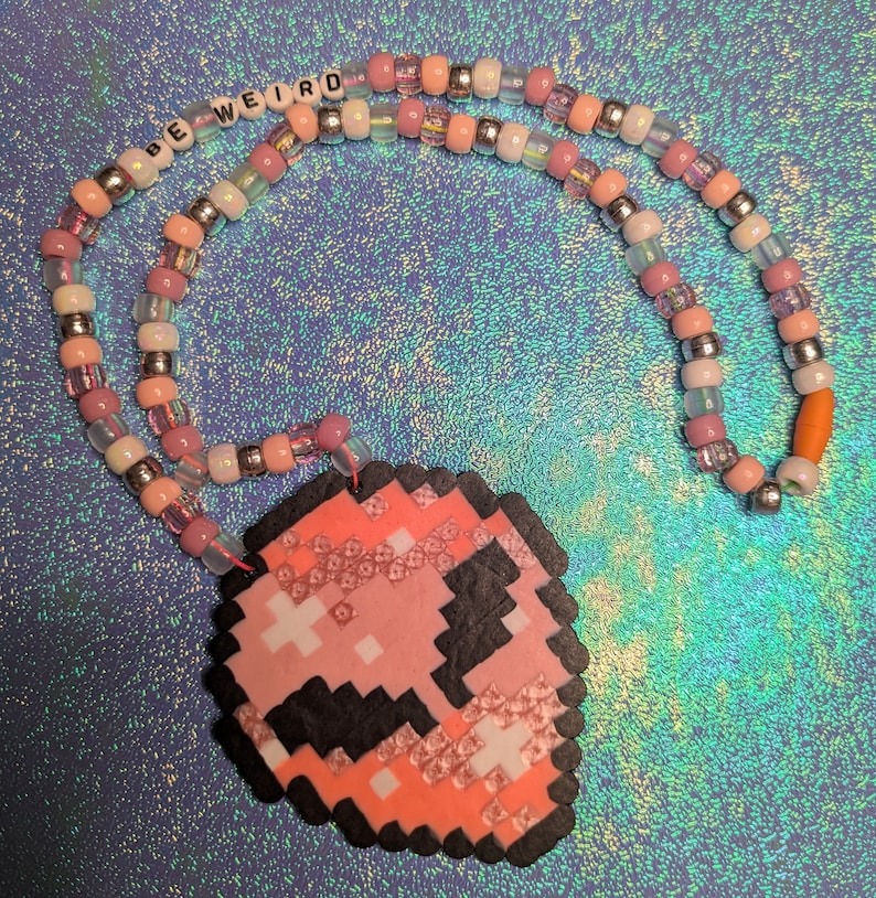 Pink Alien Perler Kandi Necklace - Etsy