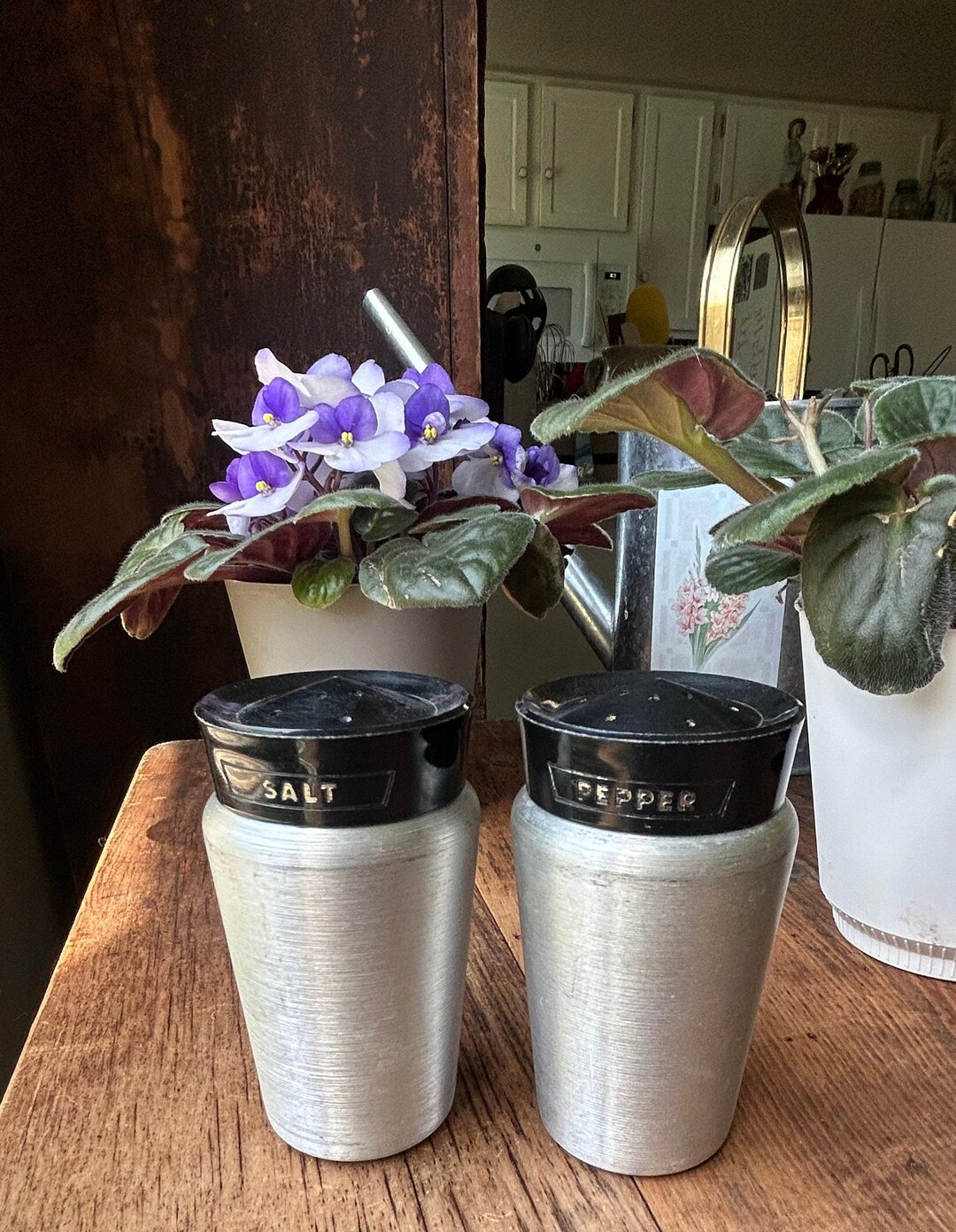 Vintage Spun Aluminum Salt and Pepper Shakers by Kromex, Mid Century ...