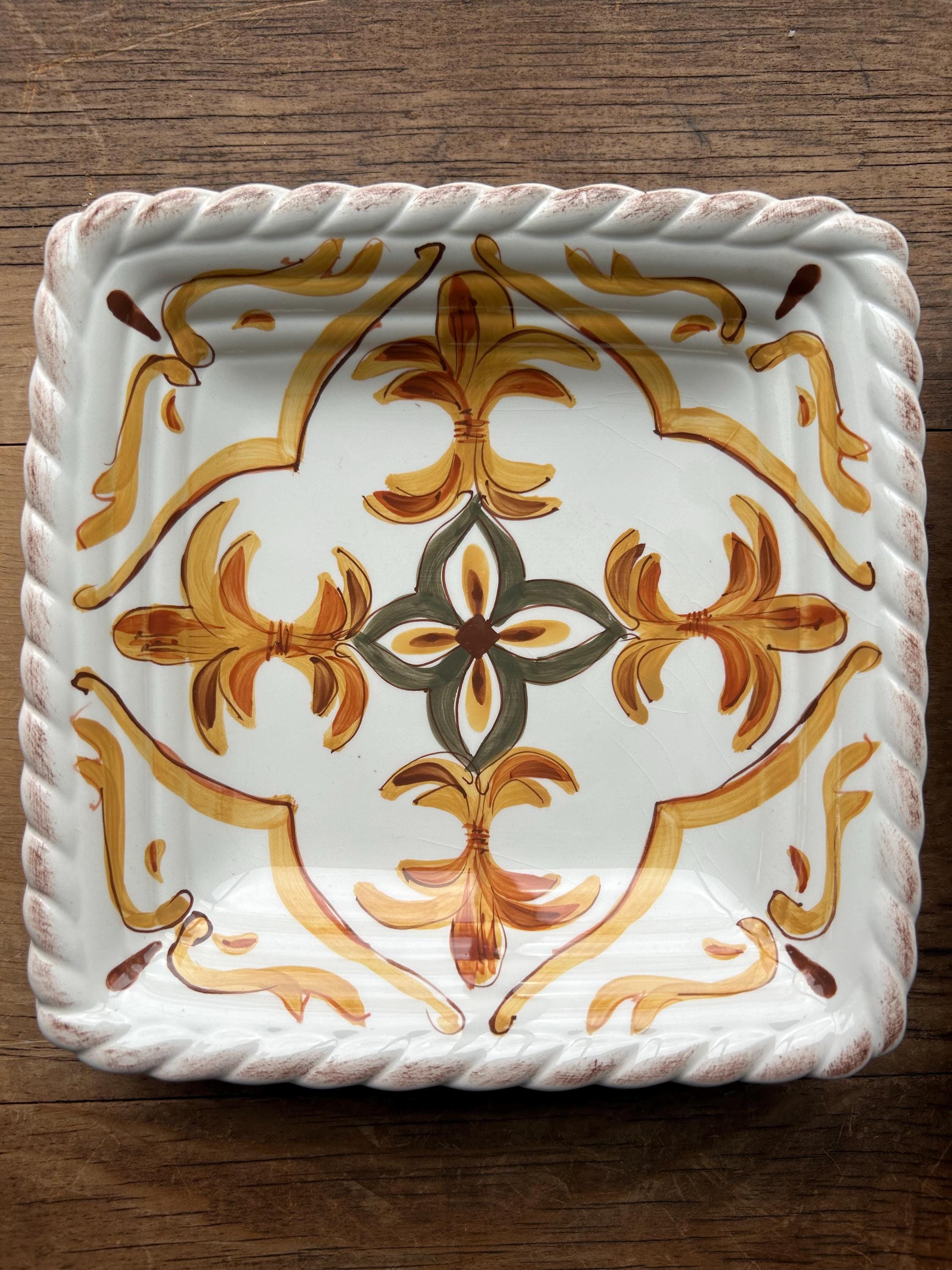 Set of 2 Artimino Tuscan Countryside Sienna Pattern Square Plates - Etsy